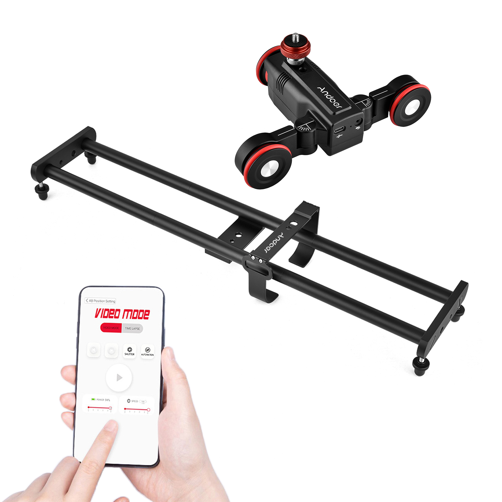 Andph Andoer L5i Pro Camera Video Dolly Slider Kit with 3-wheel Auto ...