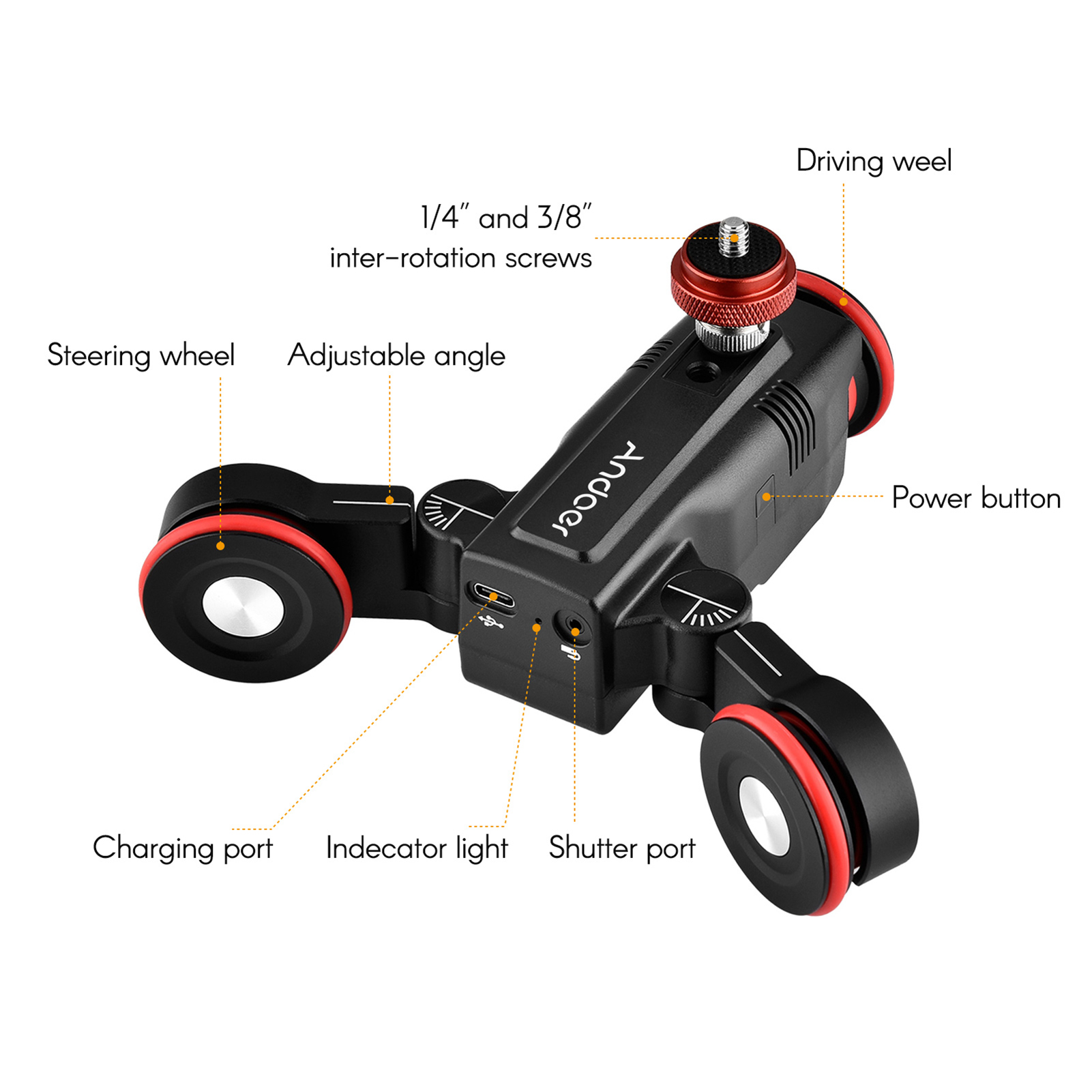 Andph Andoer L5i Pro Camera Video Dolly Slider Kit with 3-wheel Auto ...