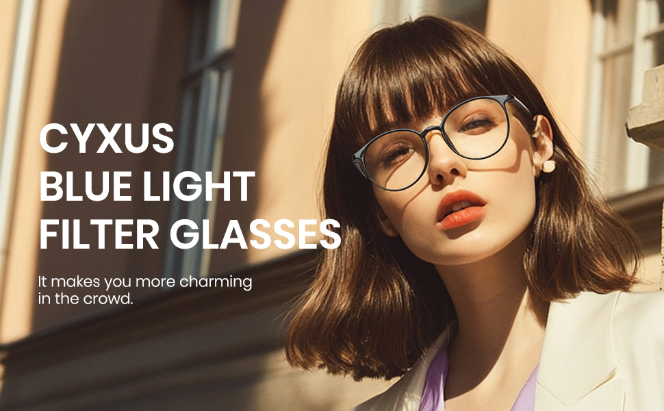 Cyxus Japanese Computer Glasses Round Anti-blue Light TR90 Frame ...