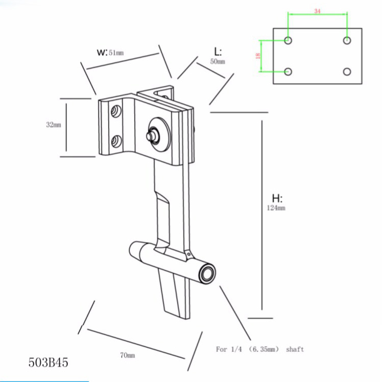 RC Boat Strut 6.35mm(1/4") Flexible Shaft Aluminum alloy 124 x 70mm ...
