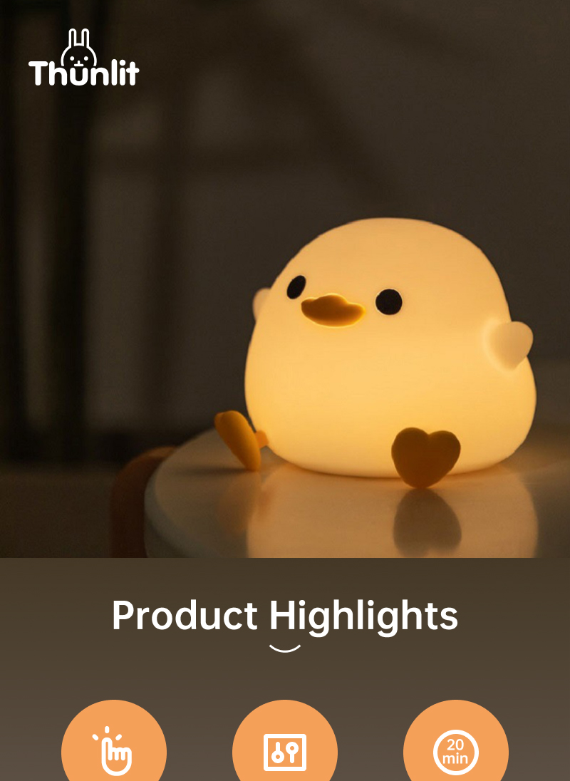 Thunlit Squishy Duck Light USB Rechargeable Cute Silicone Duck Lamp ...