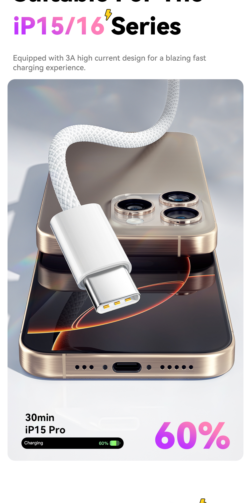 Essager Type C 60W Type-C Cable to Type C Fast Charge Data Cable For ...