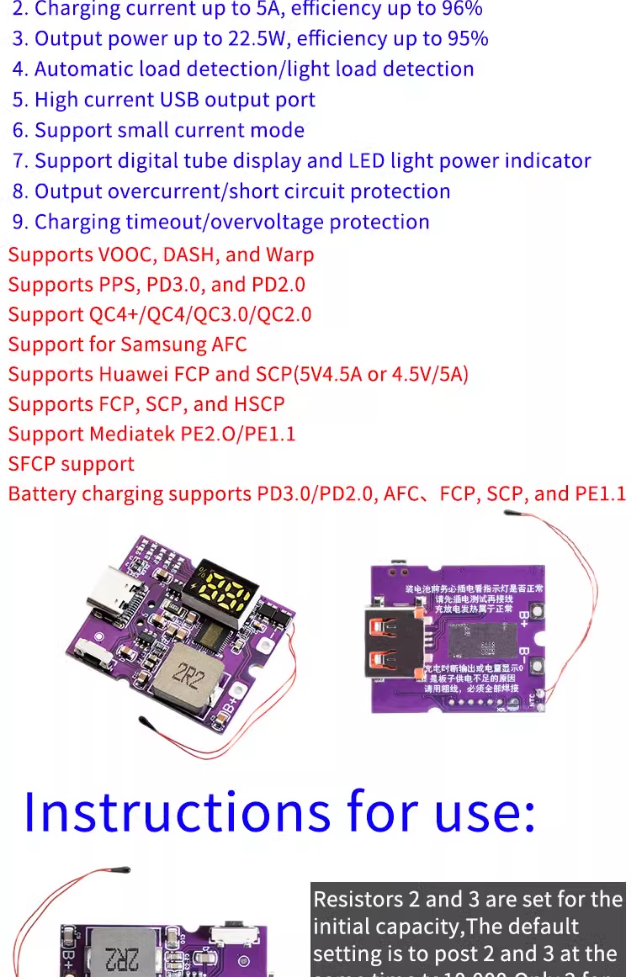 22.5W Full Protocol Bidirectional Fast Charging Module Power Bank Fast ...