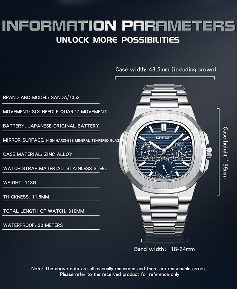 SANDA 7053/in stock Simple Luxury Personalized Fashion Stainless Steel ...