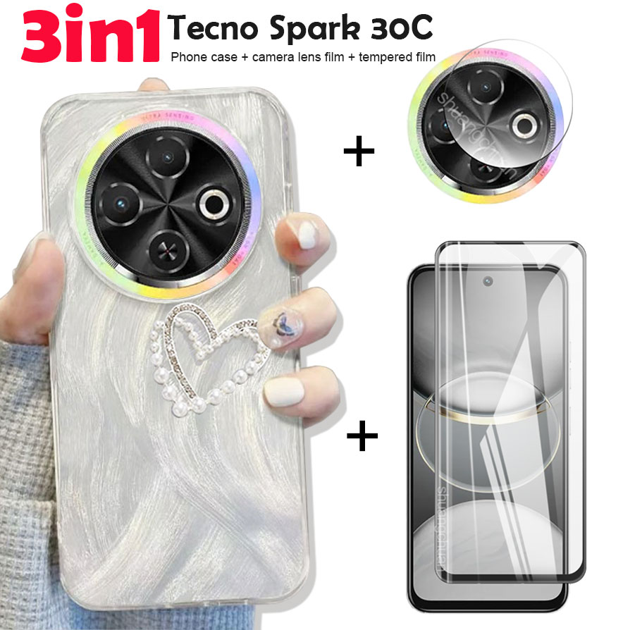3in1 For Tecno Spark 30c phone case spark 30C tempered glass Camera ...