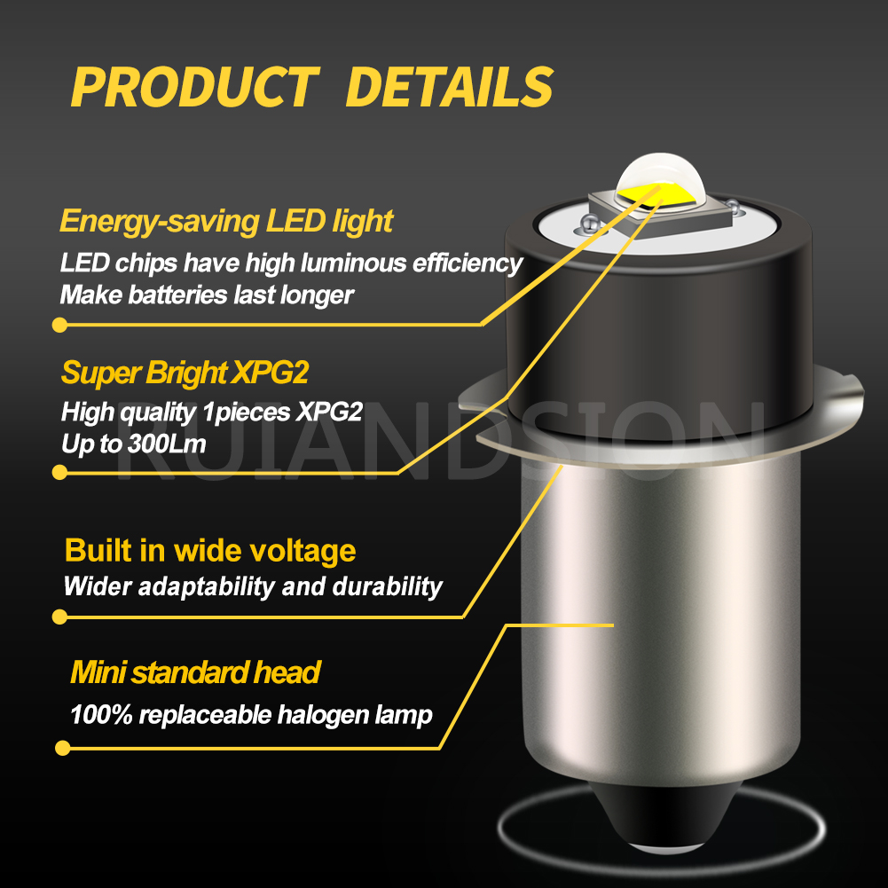 Ruiandsion P13.5S PR2 Maglite Flashlight Bulb 3D 6D 9D Lantern Torch ...