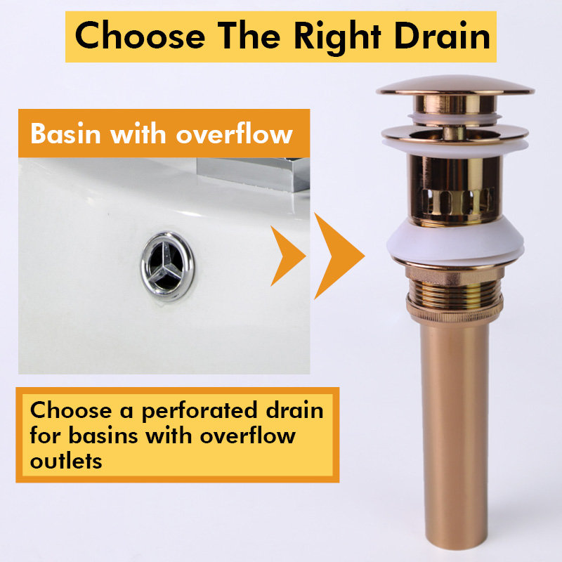 Long Pop Up Waste Drain Brass Body with Net Bracket Cage Wash Basin ...