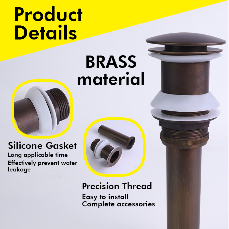 Long Pop Up Waste Drain Brass Body with Net Bracket Cage Wash Basin ...