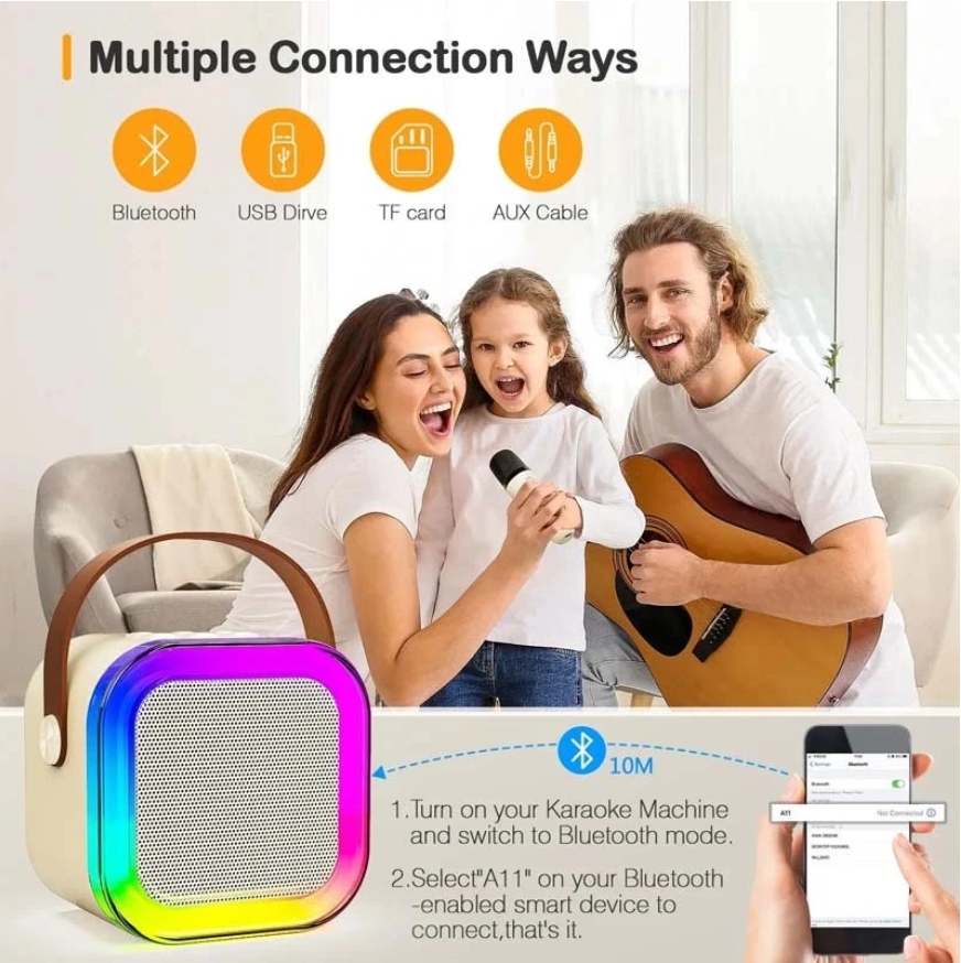 K12 Mini Karaoke Wireless Audio RGB Light Machine Portable Home KTV ...