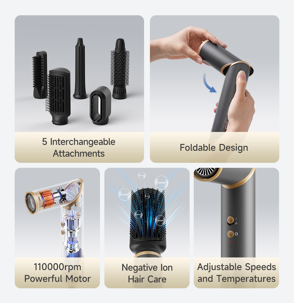 Simplus Hair Dryer Brush 5-IN-1 Multifunctional Styler Hair Curler ...