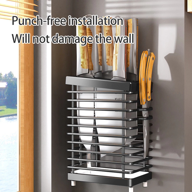 【LOCAL SHIP】Knife Holder Kitchen Countertop Shelf Wall Mounted Knife ...