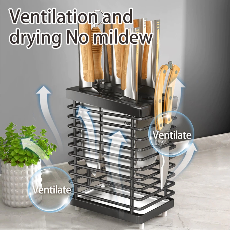 【LOCAL SHIP】Knife Holder Kitchen Countertop Shelf Wall Mounted Knife ...