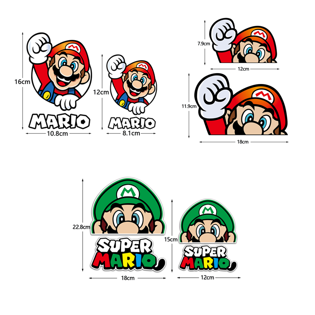 Cartoon Cute Super Mario Mario Motorcycle Accessories Sticker Creative ...