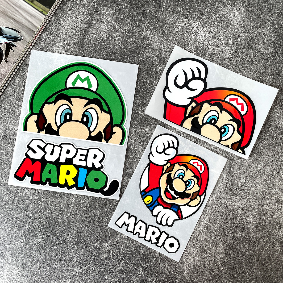 Cartoon Cute Super Mario Mario Motorcycle Accessories Sticker Creative ...