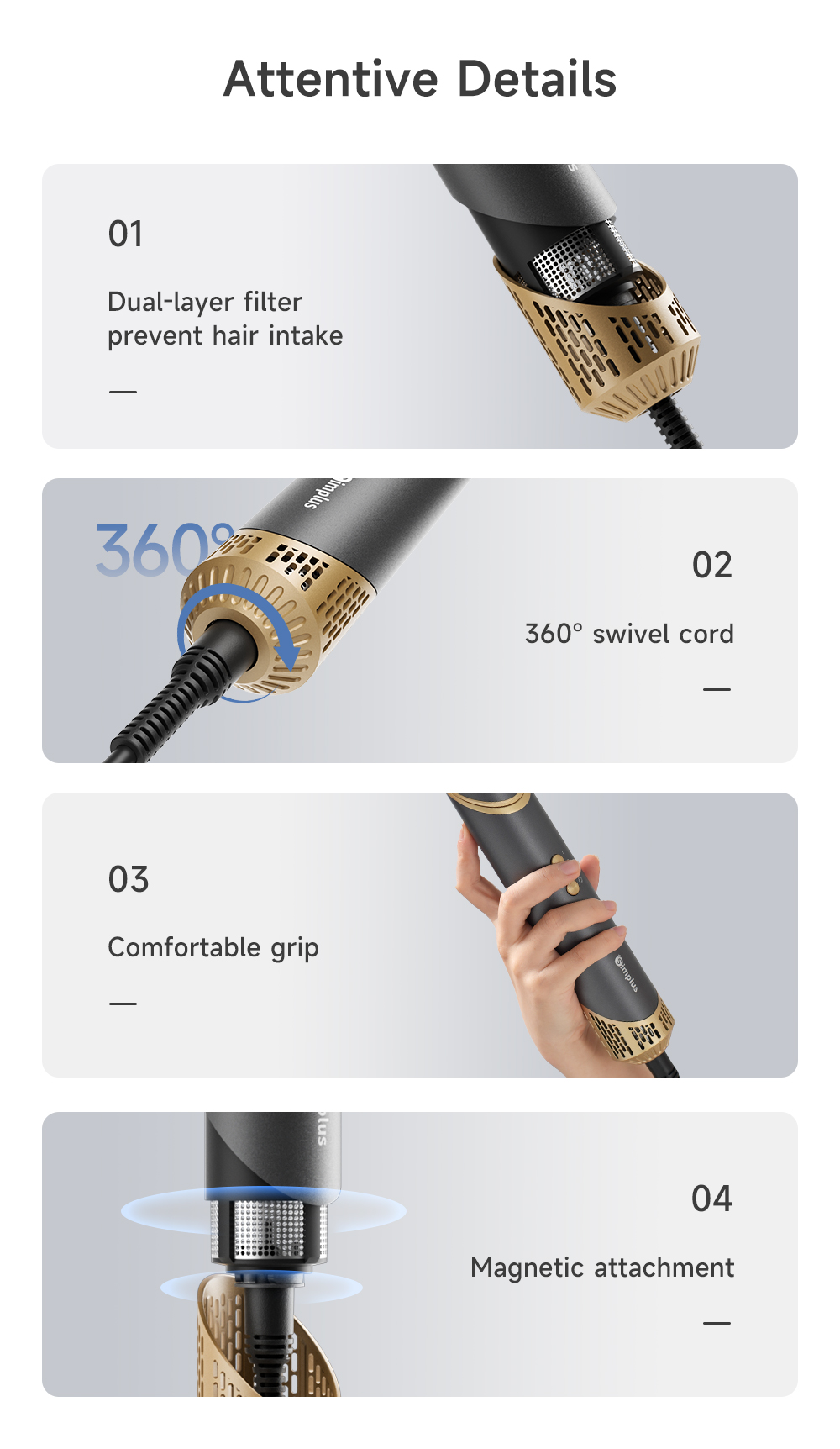 Simplus Hair Dryer Brush 5-IN-1 Multifunctional Styler Hair Curler ...