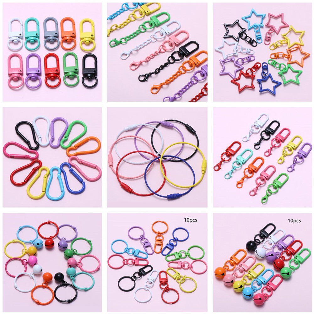 10PCS Key Rings With Lobster Clasp Metal Keychain Bell Split Rings ...