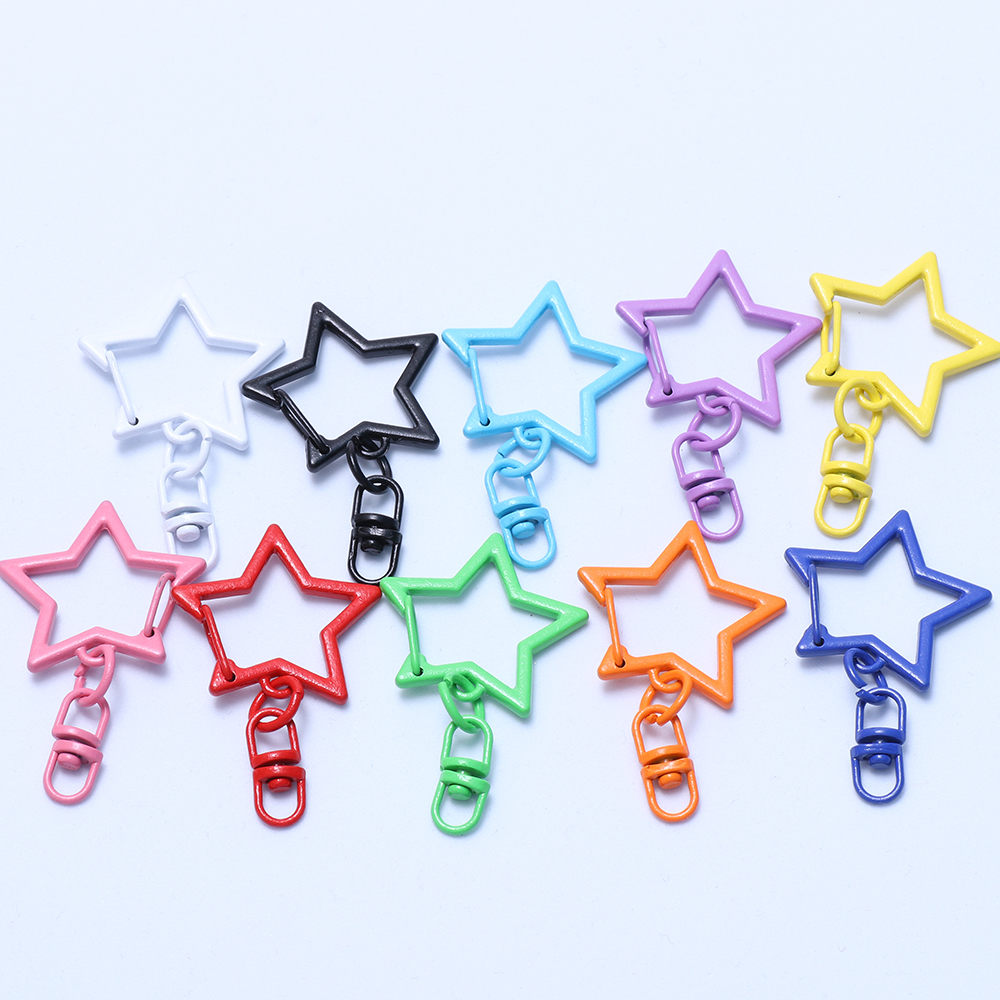 Star Keychain Lobster Buckle With Snap Ring Flat Ring 10pcs Color ...