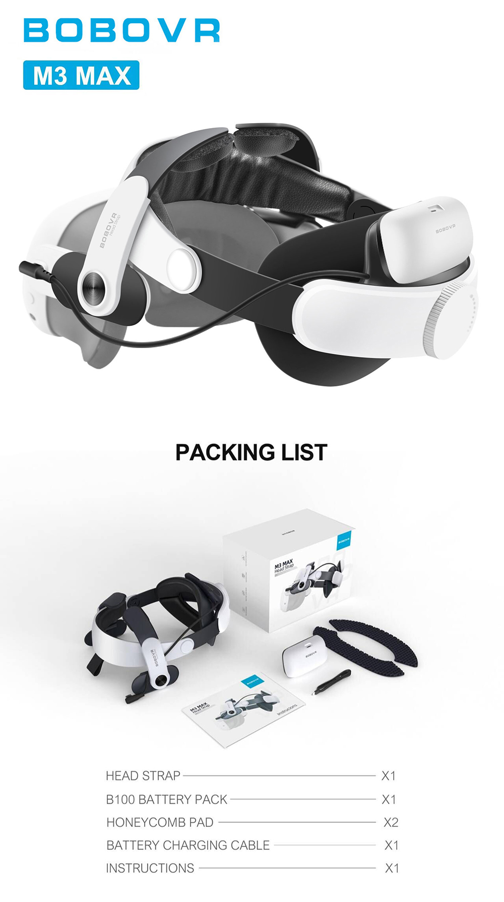 BOBOVR Head Strap Suitable for Meta Quest 3 M3 Max S3 Pro Super Strap ...