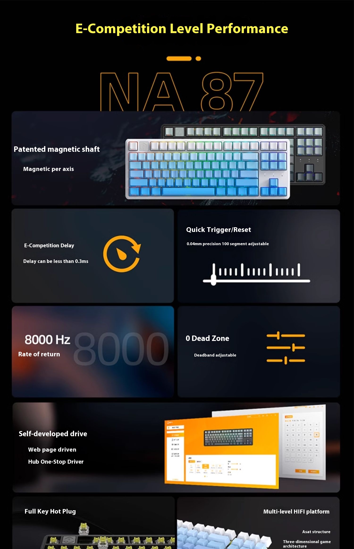 IROK NA87/NA87 PRO Series Keyboard 87 Key Game Keyboard HIFI Sound Adjustable Asat Structure RGB ...