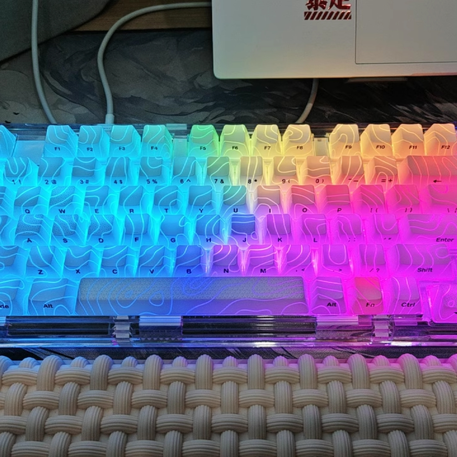 Contour 2.0 LED Translucent Keycap OEM Profile 61/118 Keys PBT Letter ...