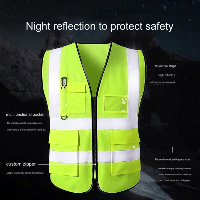 Electrapick Safety Vest Reflective Line Zip Type Heavy Duty Green ...