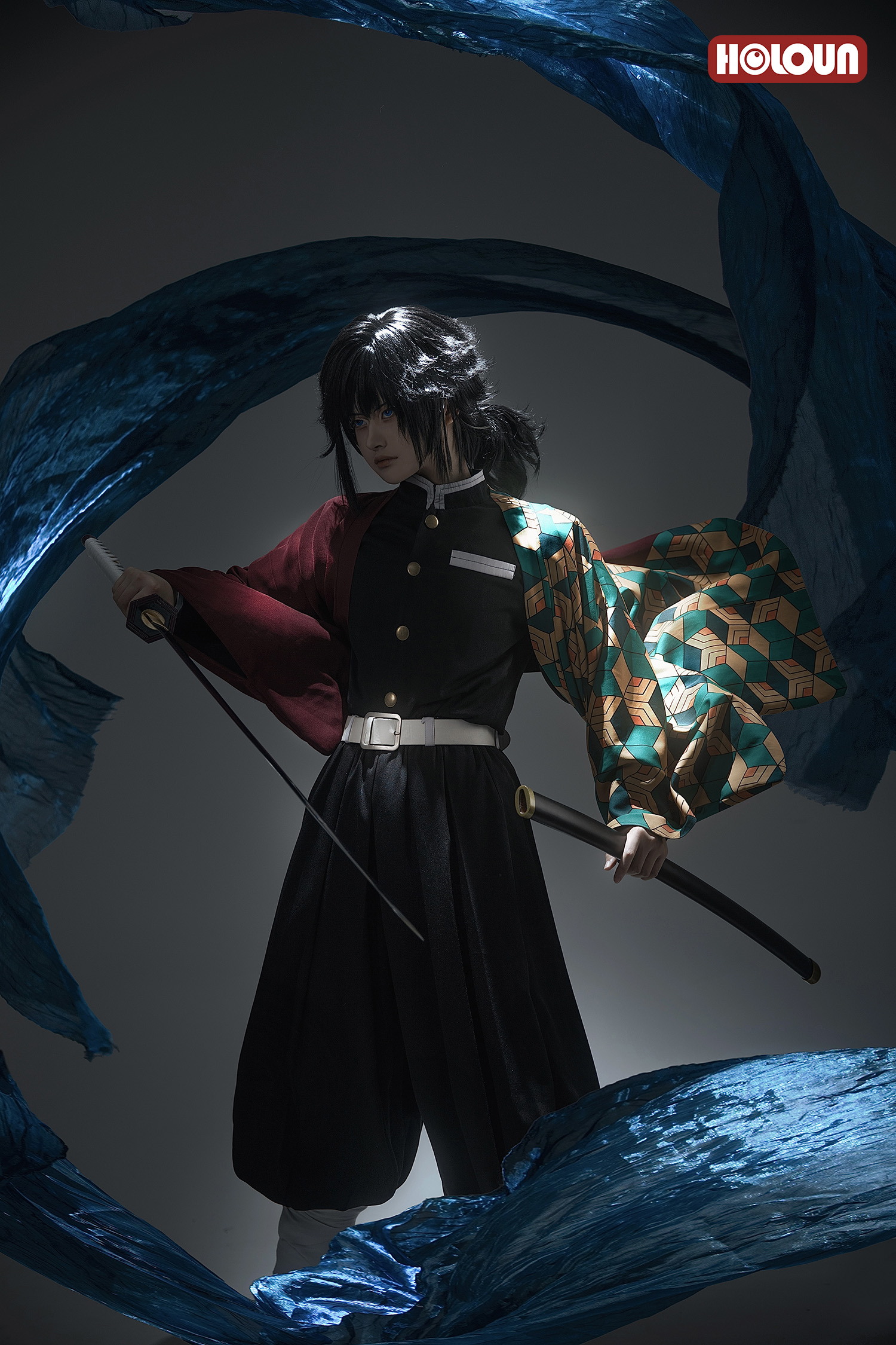 HOLOUN Demon slayer Tomioka Giyuu Cosplay Costume 冨岡義勇Embroidery style ...