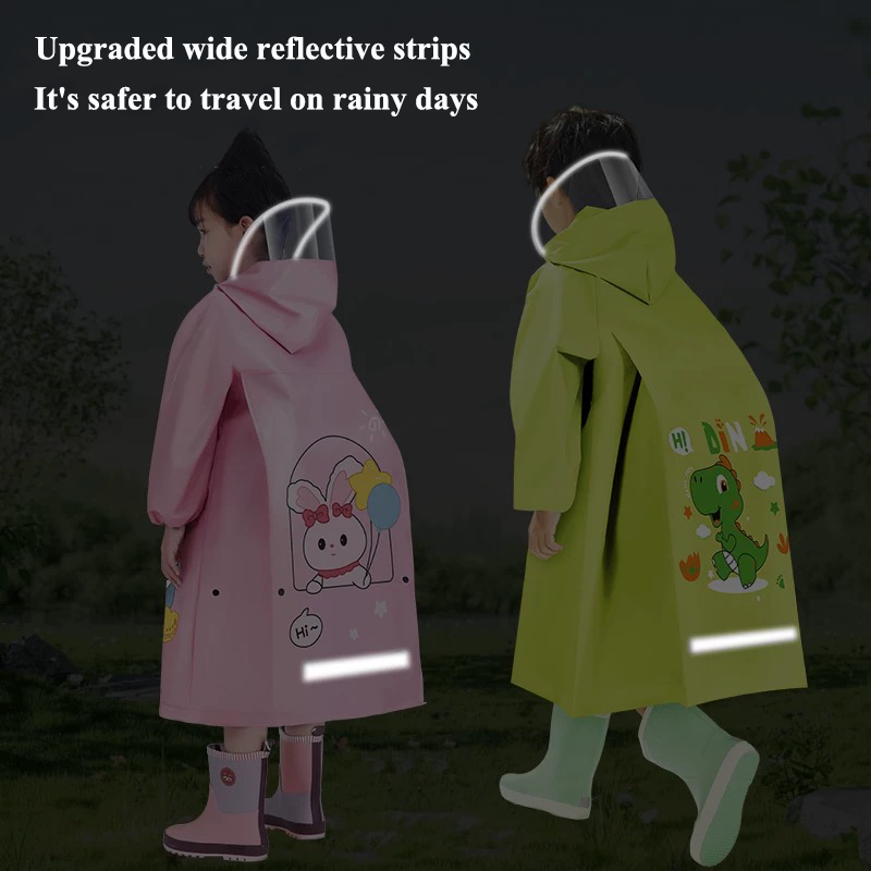 Cartoon raincoat for kids Boys and girls Pupils with bags Full body ...