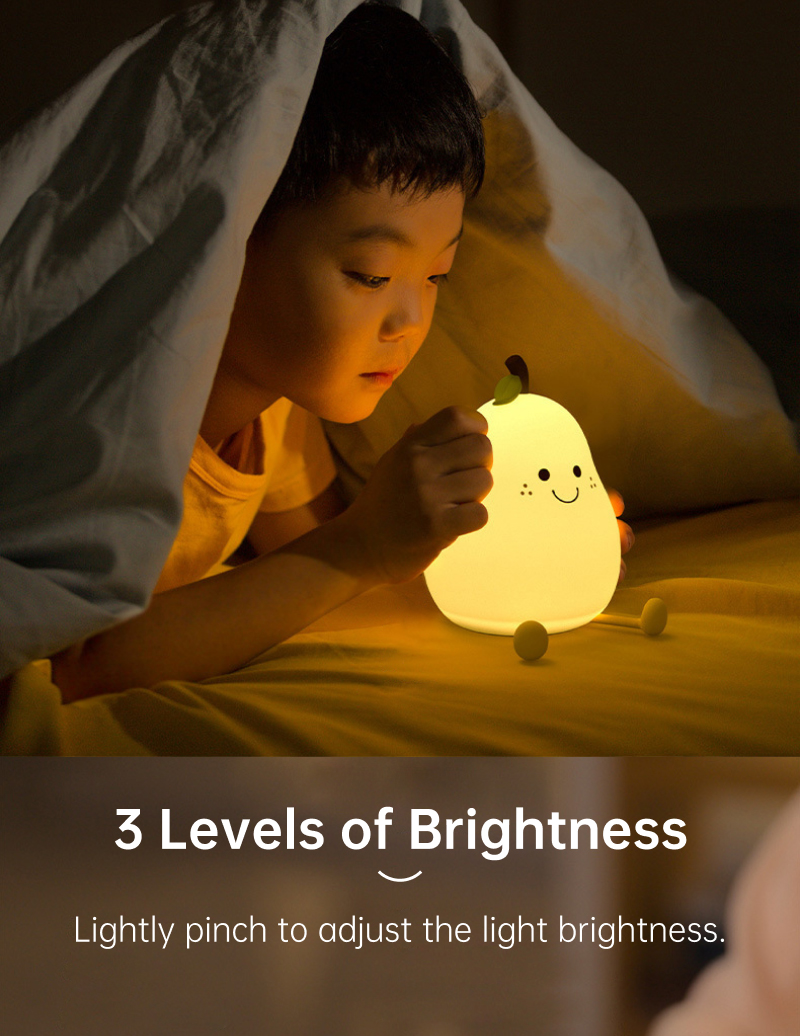 Thunlit Pear Night Light with Legs Cute Sleeping Silicone Lamp Children ...