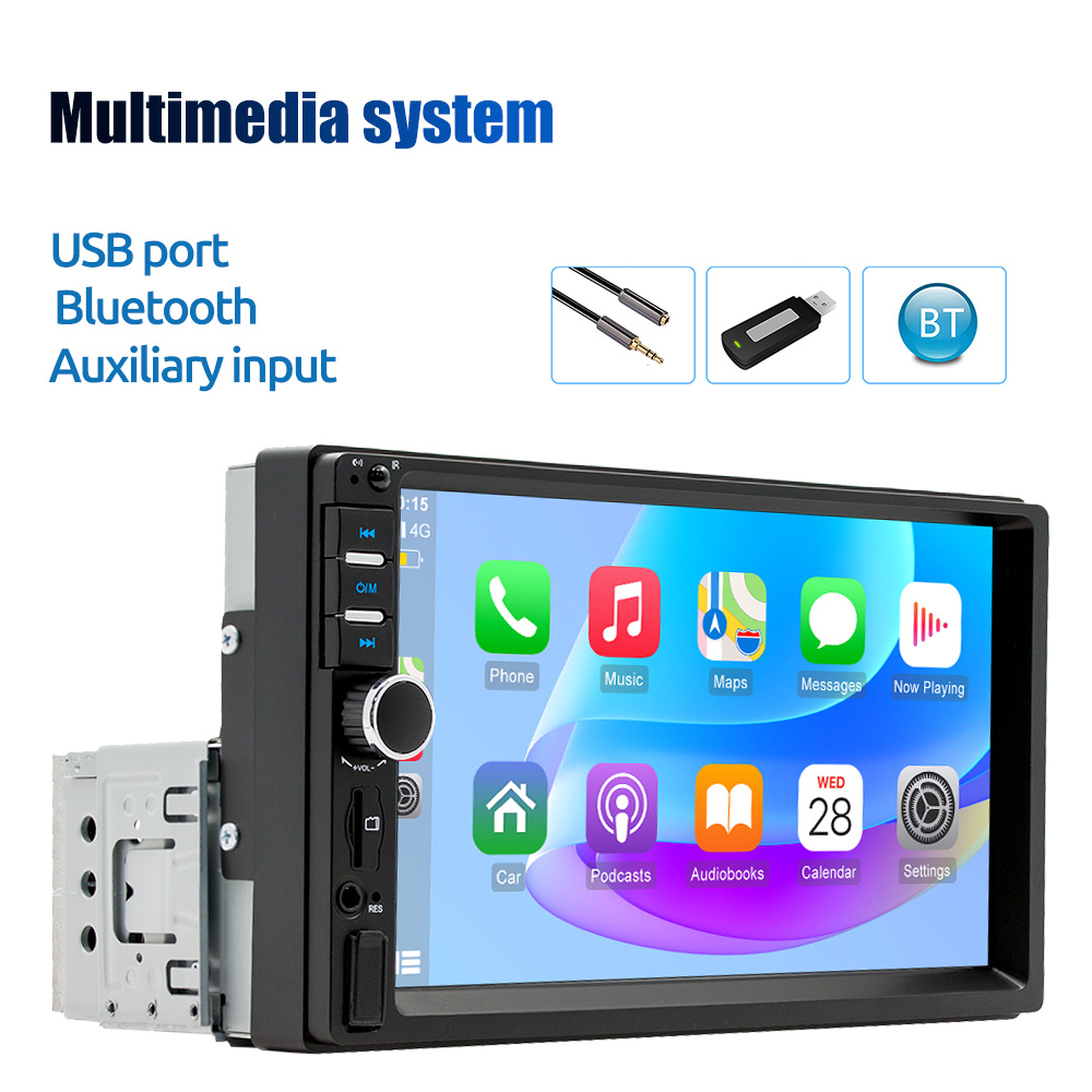 ESSGOO 7018B 7" Single/Double Din Universal Wired Carplay Video Output Touch Screen Bluetooth ...