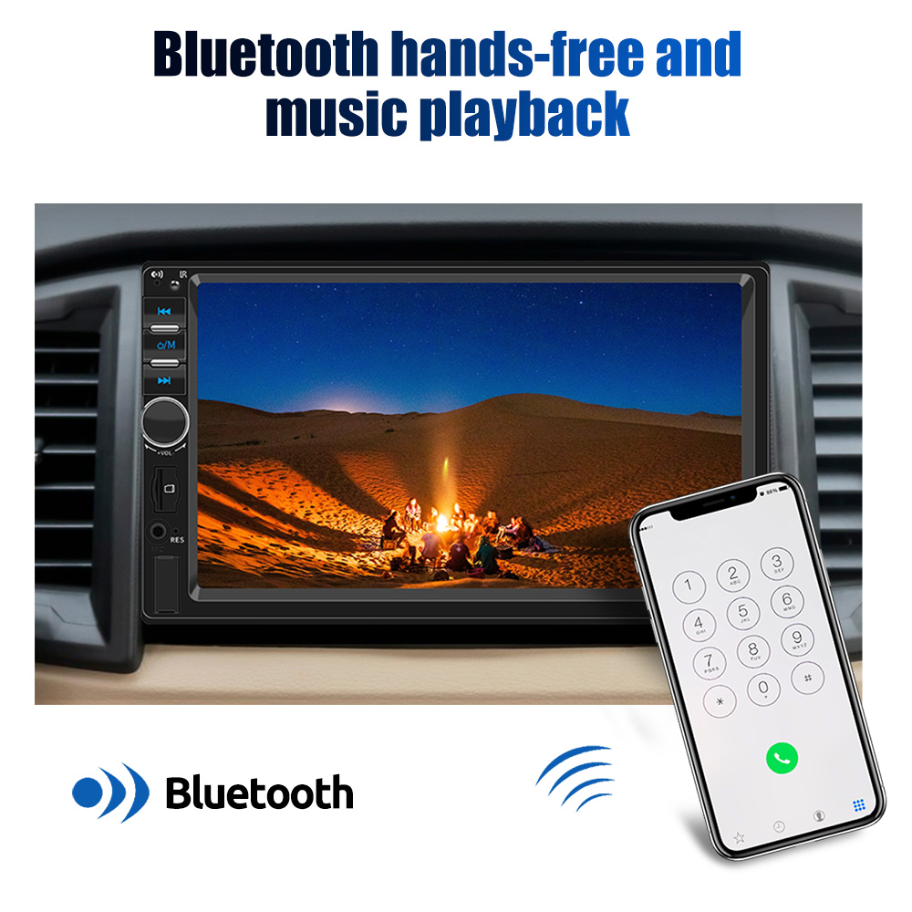 ESSGOO 7018B 7" Single/Double Din Universal Wired Carplay Video Output Touch Screen Bluetooth ...