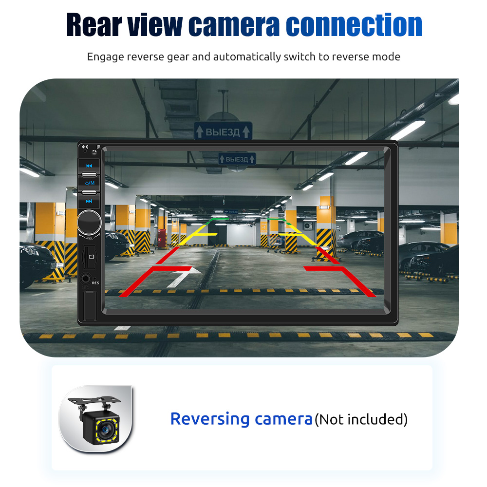 ESSGOO 7018B 7" Single/Double Din Universal Wired Carplay Video Output Touch Screen Bluetooth ...