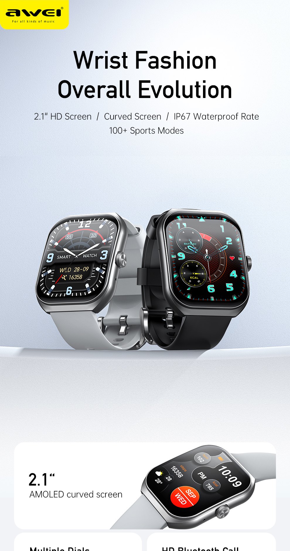 Awei H46 Smart Watch Original AMOLED Screen Fitness Tracker Bluetooth ...