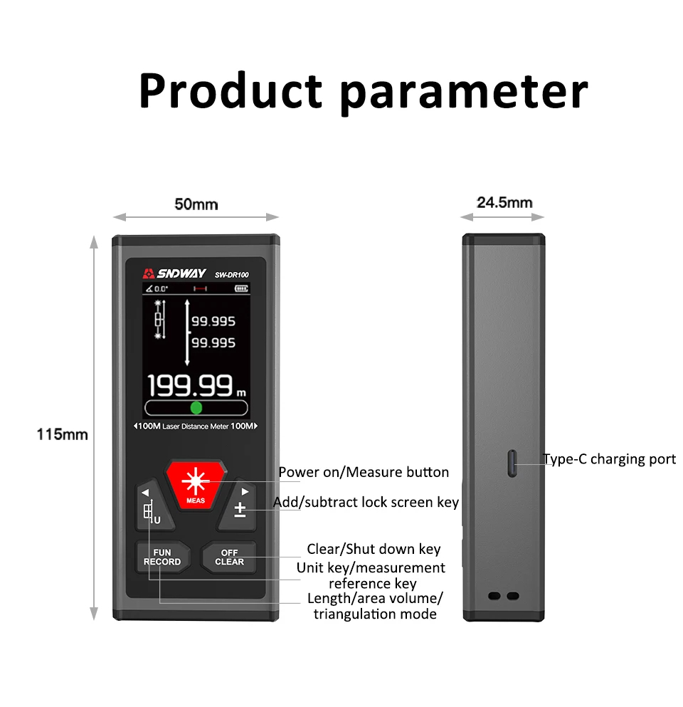 Dual Laser Distance Meter Bilateral Laser Rangefinder 60M/100M ...