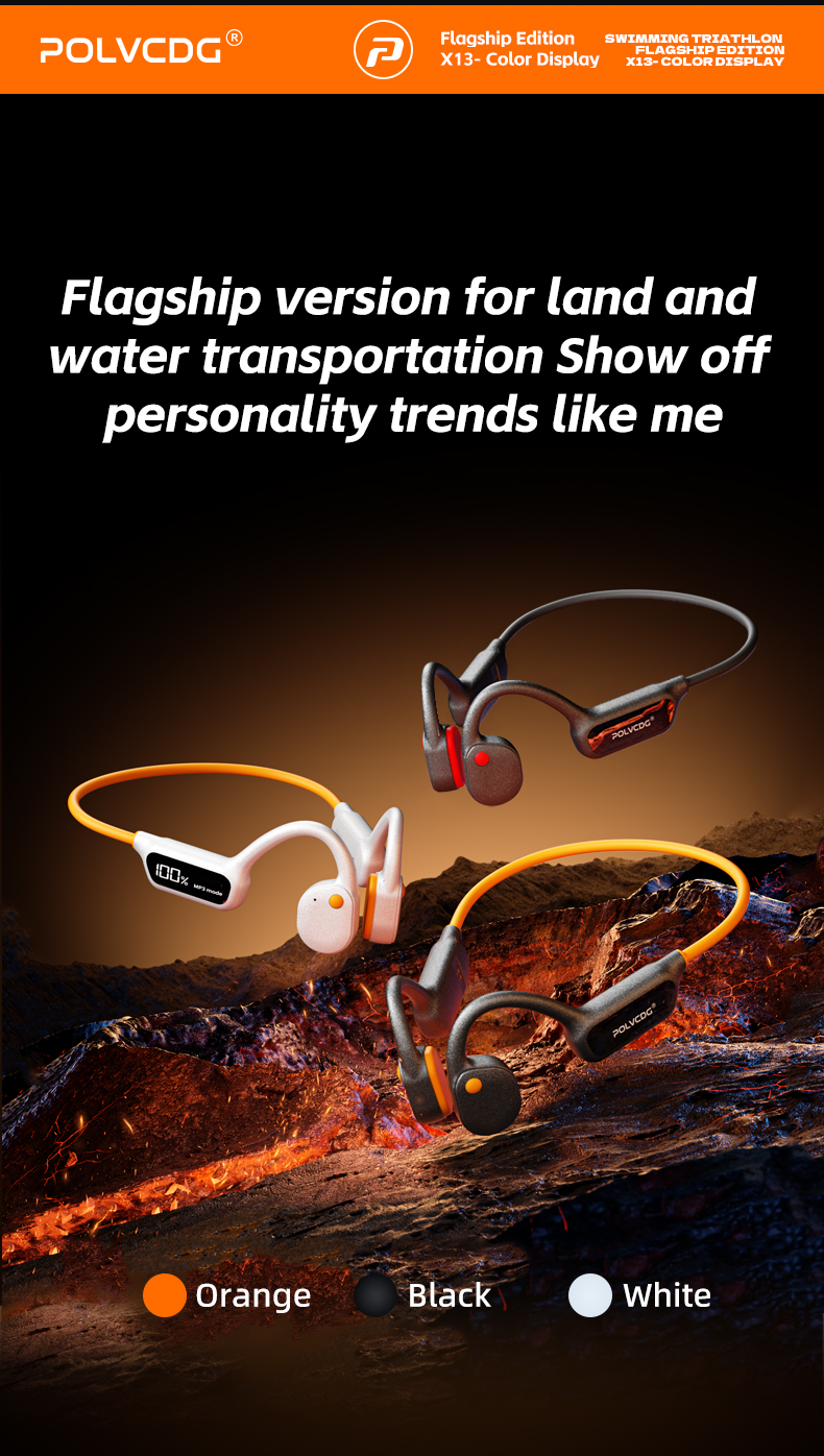 Polvcdg-X10-1 IPX8 Waterproof LED Screen 32G Swimming Bone Conduction ...