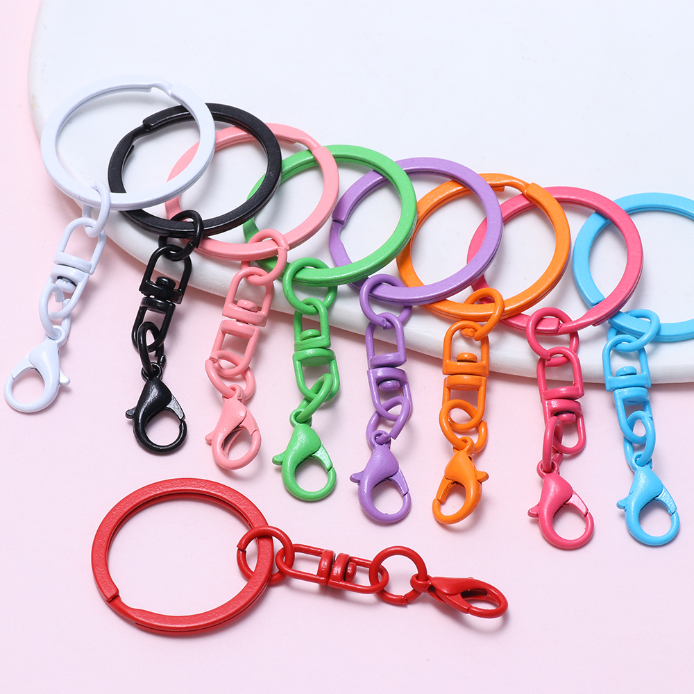 10pcs Keychain Lobster Buckle With 14mm Snap Ring Flat Ring Color ...