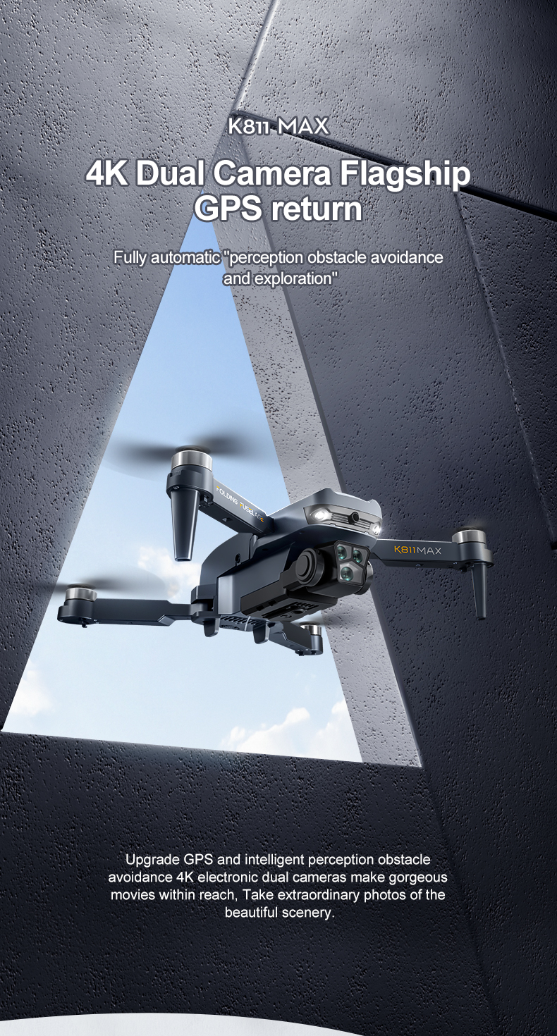 2024 K811 Max GPS Rc Drone 5G Professional 8K HD Aerial Photography 4K Dual-Camera Omni ...