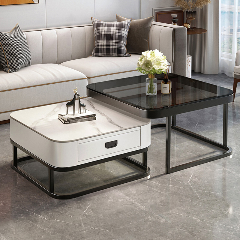 Nordic Glass Center Table For Sala Living Room Coffee Table With Drawer ...
