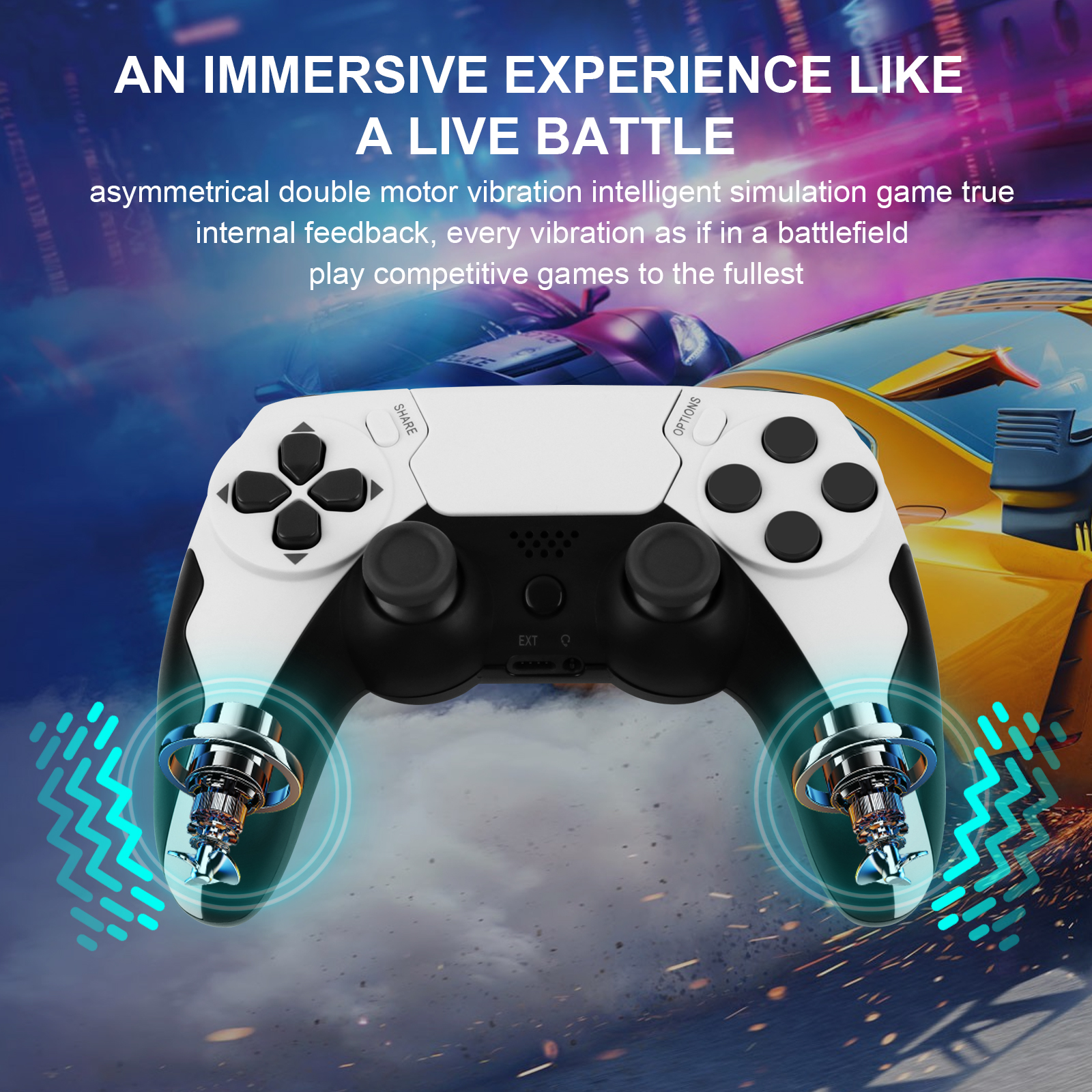 GAMINJA PS4 wireless Bluetooth game controller, one click wake-up sensitive touch pad, six axis ...