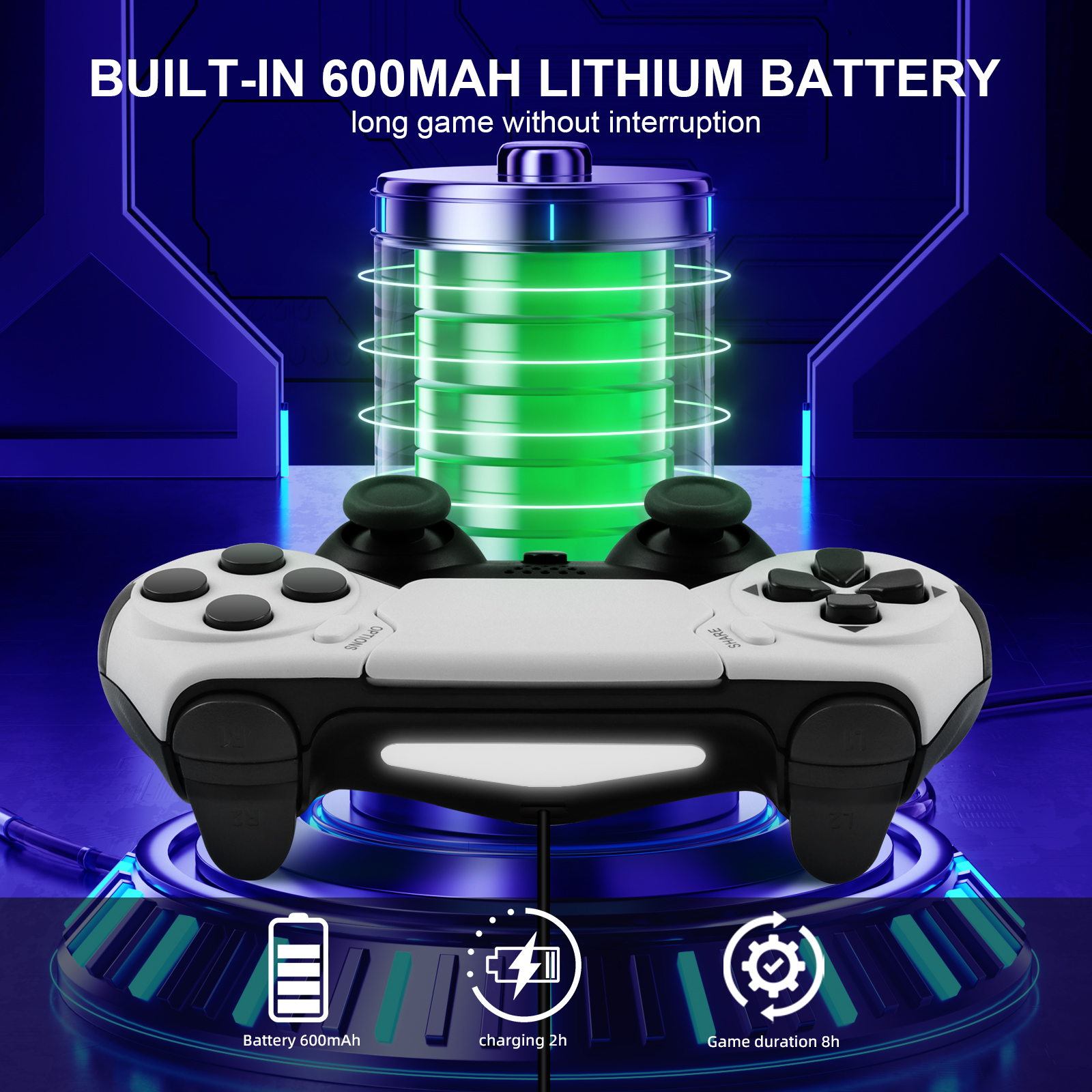 GAMINJA PS4 wireless Bluetooth game controller, one click wake-up sensitive touch pad, six axis ...