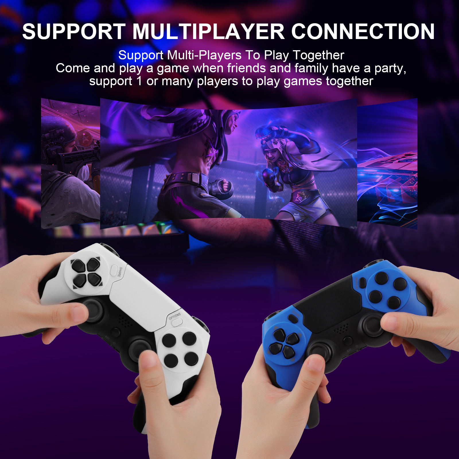 GAMINJA PS4 wireless Bluetooth game controller, one click wake-up sensitive touch pad, six axis ...