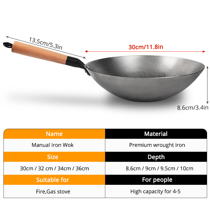 ULIKE Non stick Wok High-Quality Black Heavy Duty Carbon Steel Wok ...