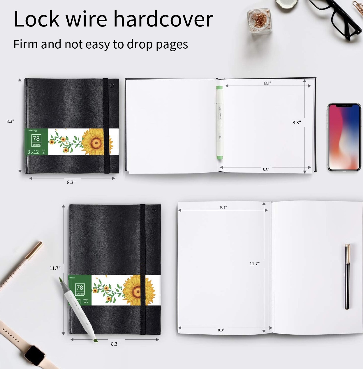 24K/A4 Thickened hard drawing book Professional Sketchbook 200g marker ...