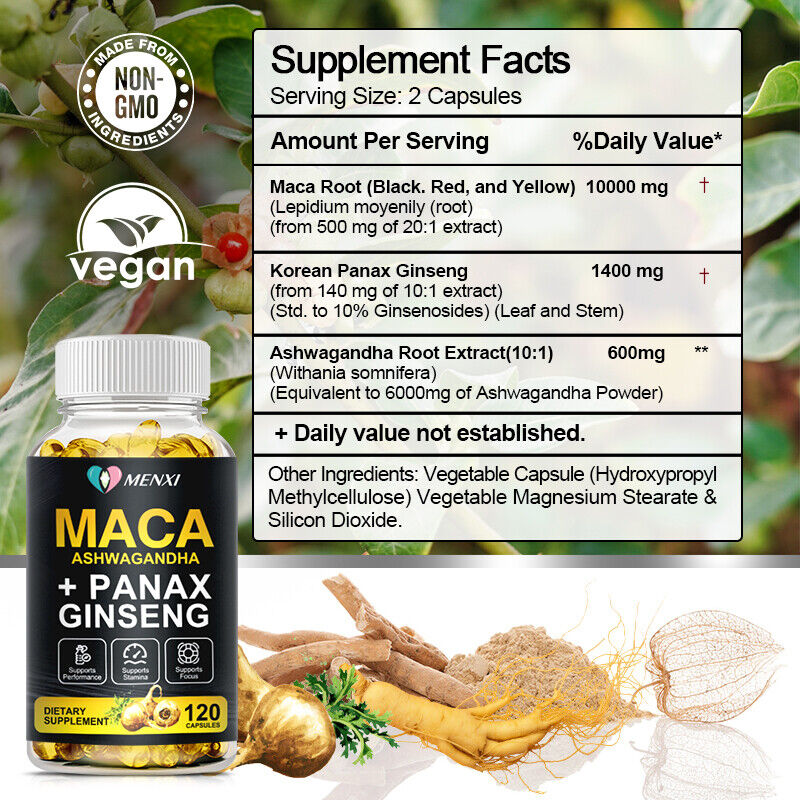 Maca Root Extract Capsules Peruvian Maca Extract Ginseng Energy Support ...