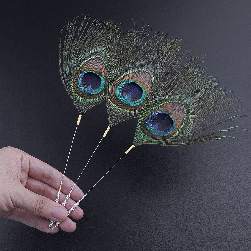 Peacock Feather Ear Picking Tool Ear Massaging Face Sweeping Tools ...