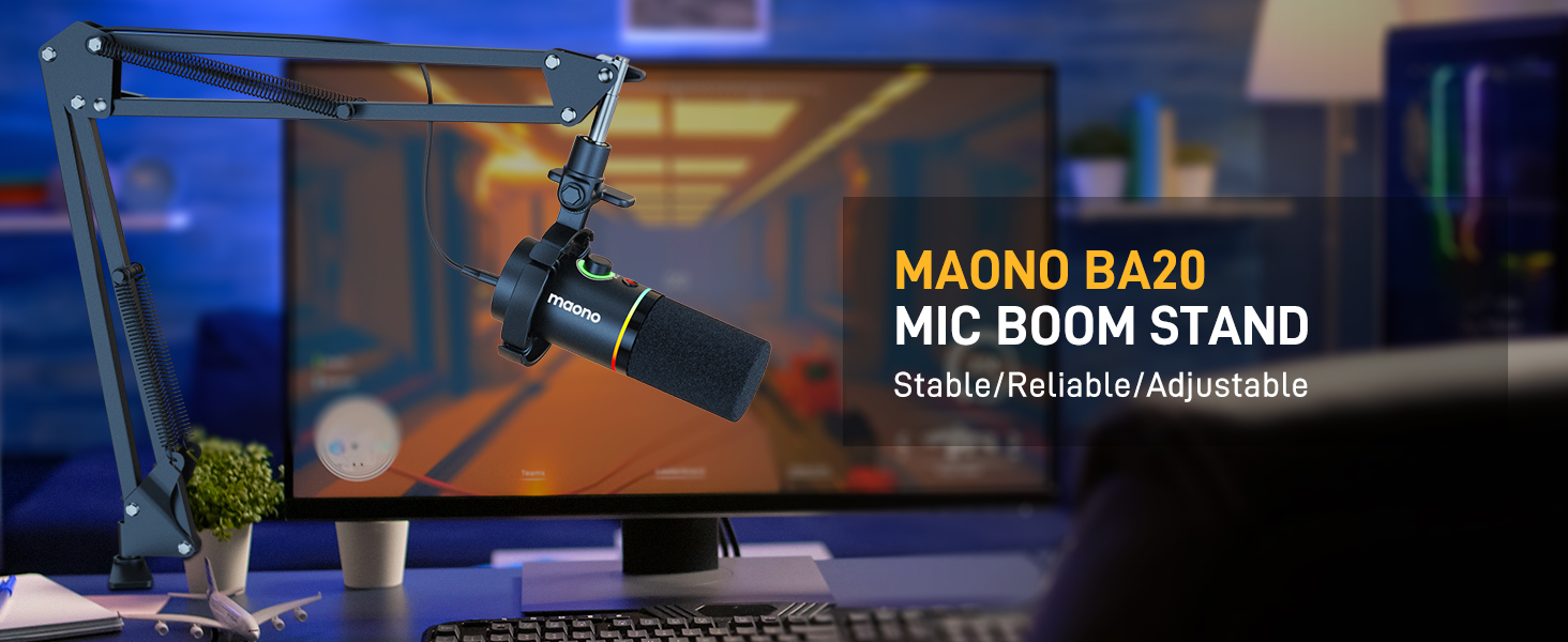 Maono BA20 Professional Microphone Boom Arm All Metal Microphone Stand ...