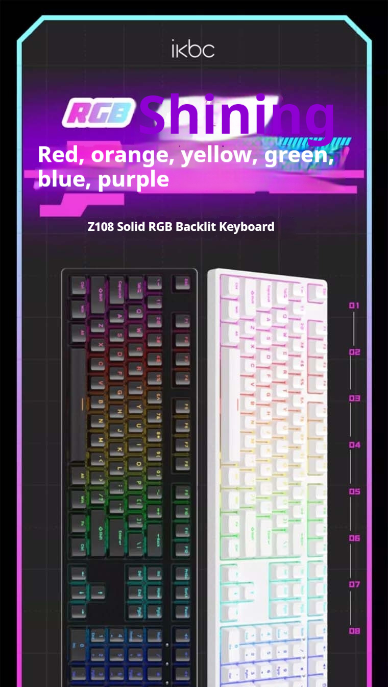 iKBC Z108 wired mechanical keyboard electronic sports game RGB dazzling light effect | Shopee ...