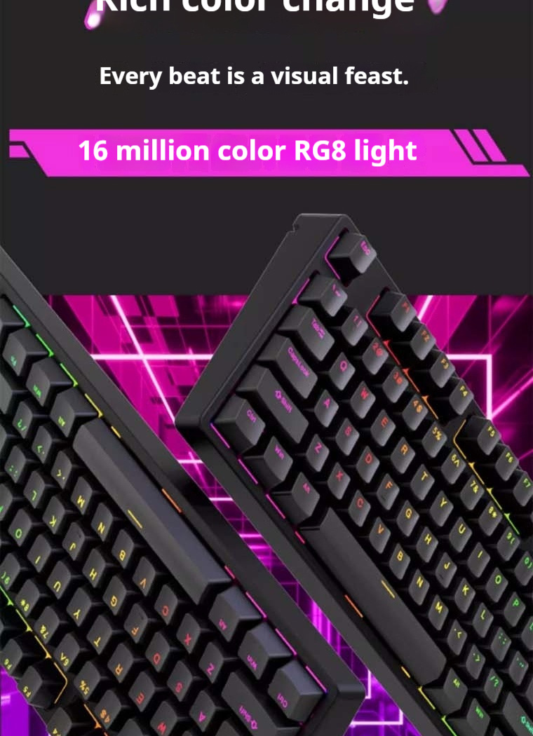 iKBC Z108 wired mechanical keyboard electronic sports game RGB dazzling light effect | Shopee ...