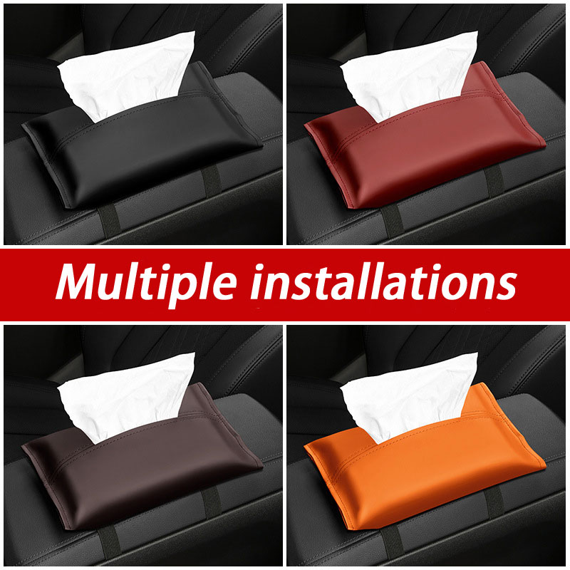 Chery Car Sunshade leather tissue box with drawstring straps napkin ...