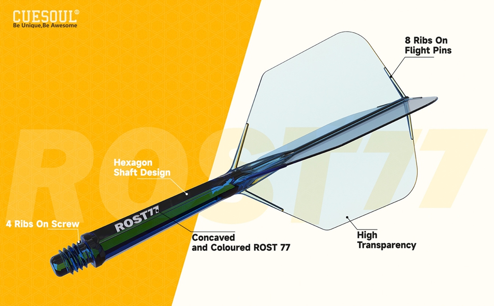 CUESOUL ROST 77 Integrated Dart Shaft and Flight,Big Wing Shape ...