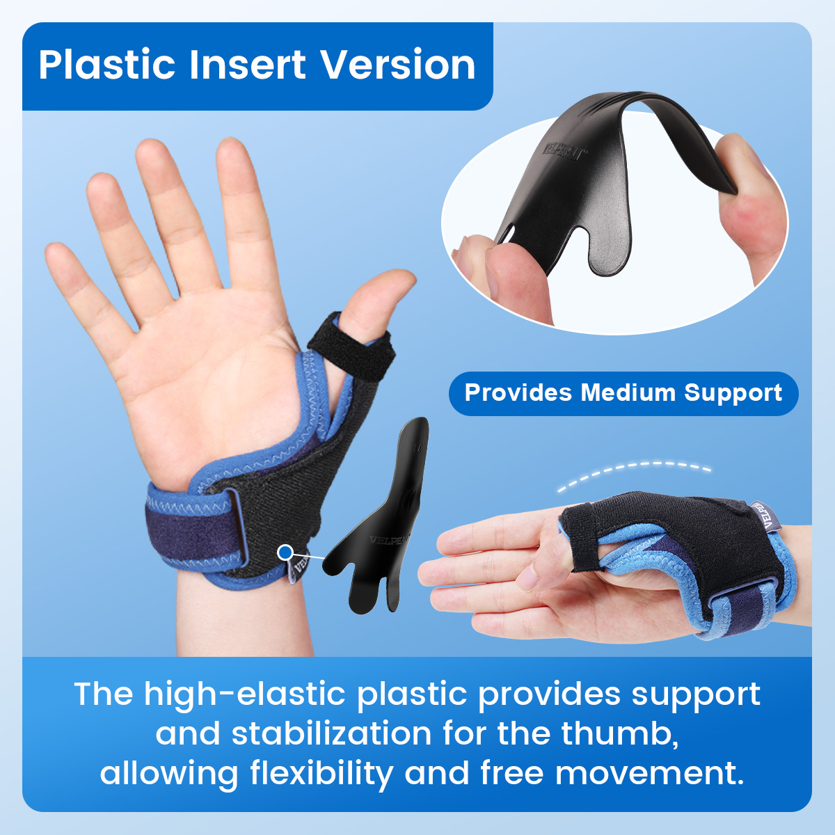 VELPEAU Thumb Support Thumb Brace - CMC Joint Thumb Spica Splint for ...